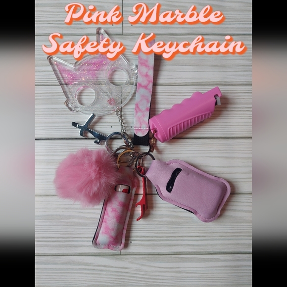 Accessories | Pink Marble Safety Keychain | Poshmark